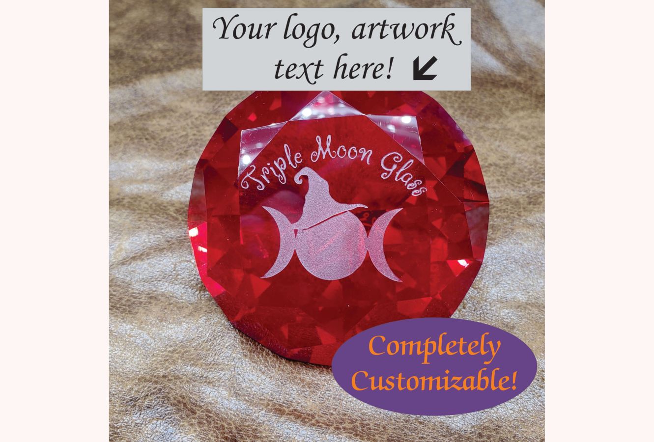Personalized Ruby Crystal Paperweight | Fantasy Glassworks - Rockford, IL