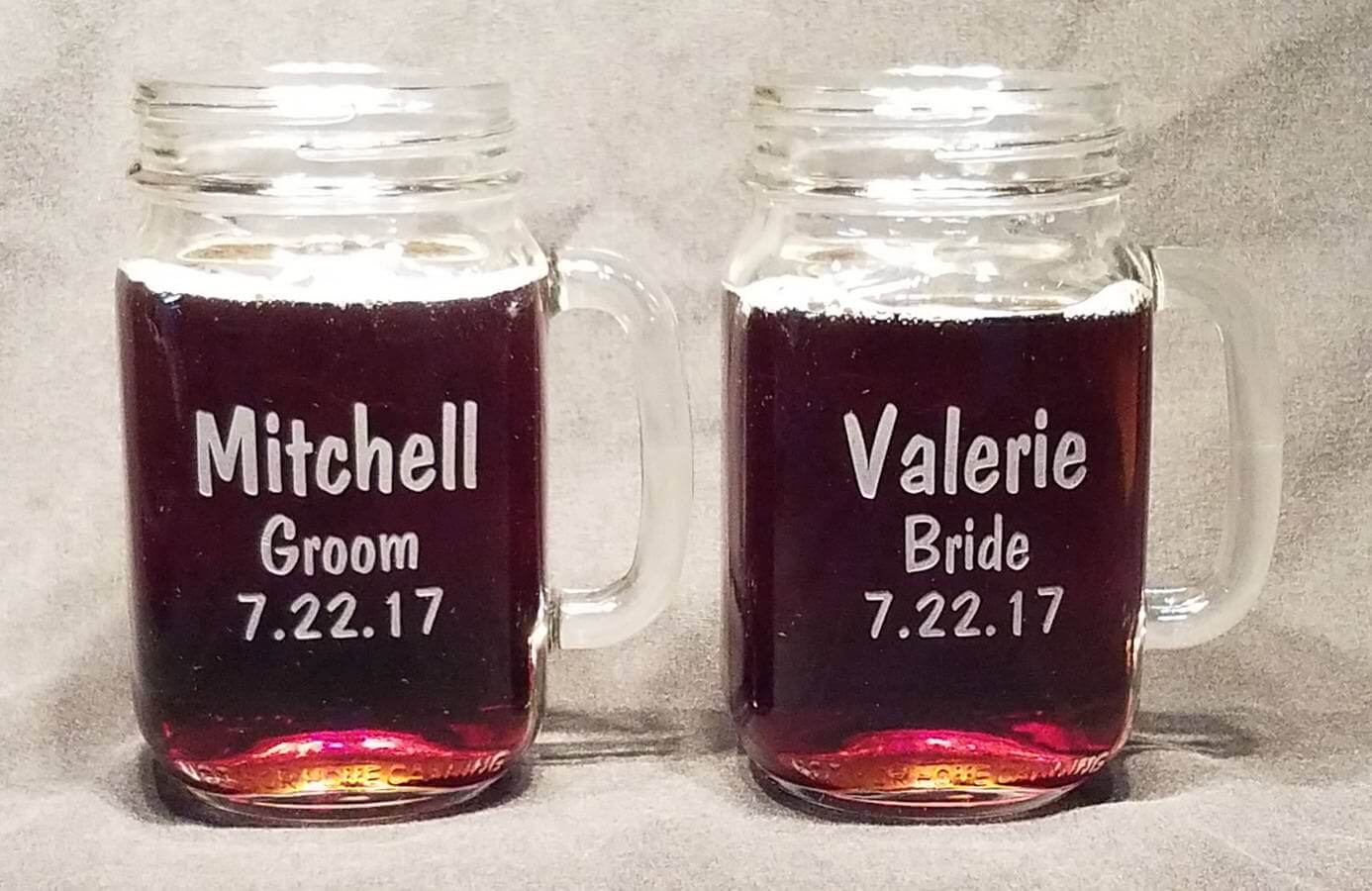 Rustic Wedding Personalized Drinking Jar Set | Fantasy Glassworks ...