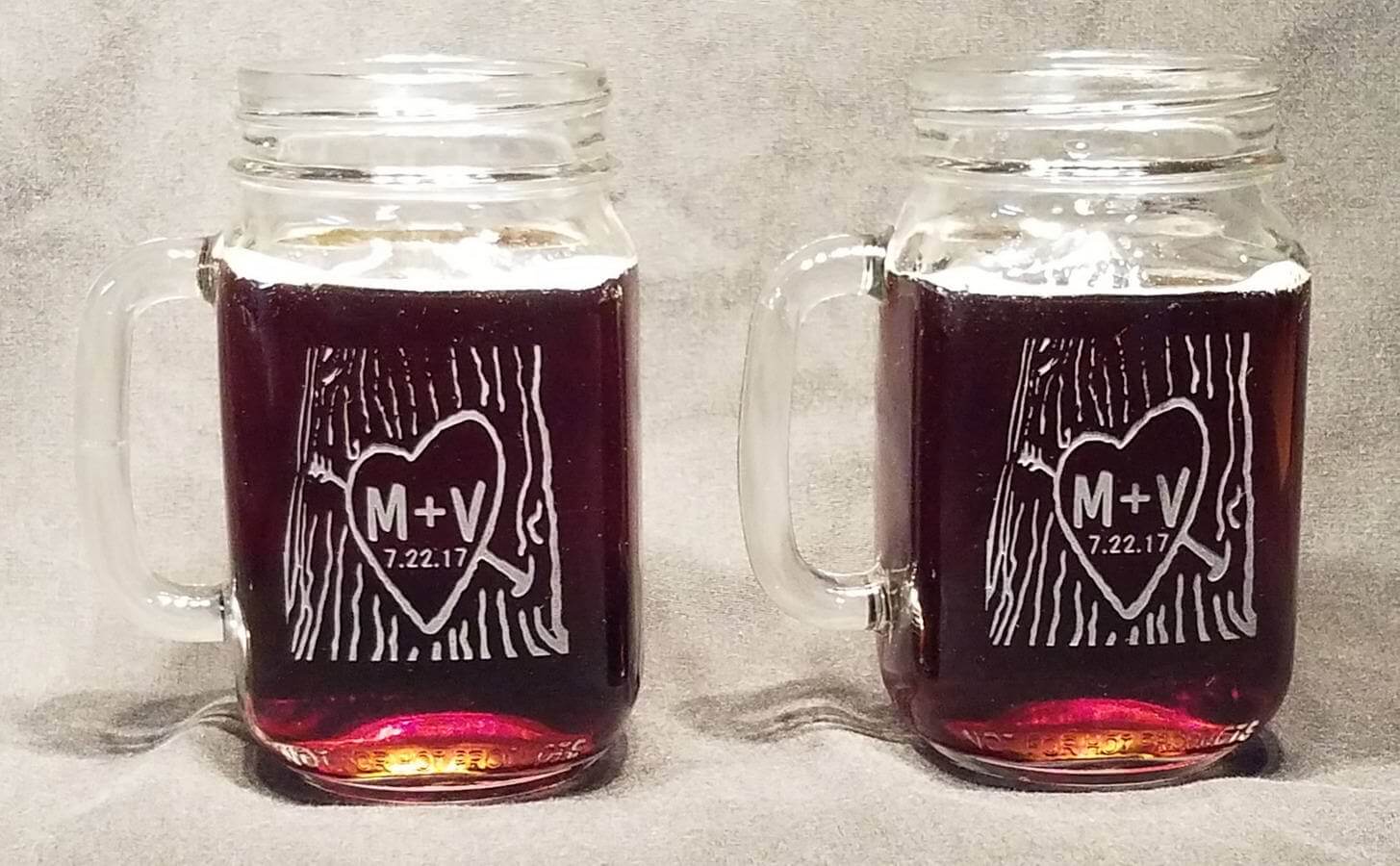 Rustic Wedding Personalized Drinking Jar Set | Fantasy Glassworks ...
