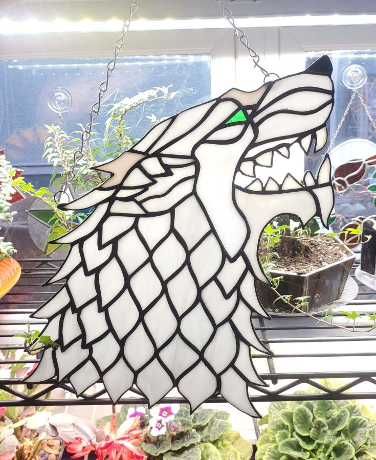 Stained Glass Dire Wolf | Stained Glass by Triple Moon Glass | Fantasy ...