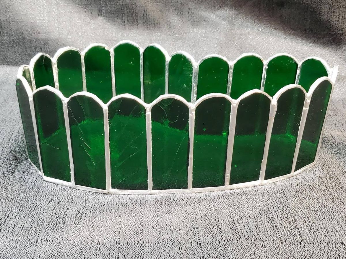 Green Stained Glass Kidney Planter | Stained Glass by Triple Moon Glass ...