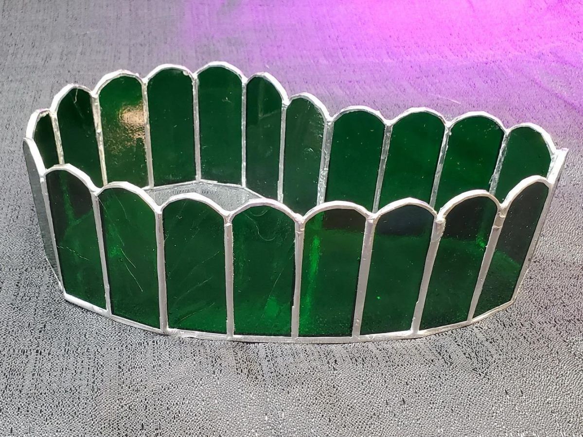 Green Stained Glass Kidney Planter | Stained Glass by Triple Moon Glass ...